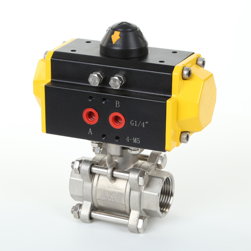 3PC NPT/BSPP/BSPT Full Port Ball Valve with Double Action Pneumatic ...
